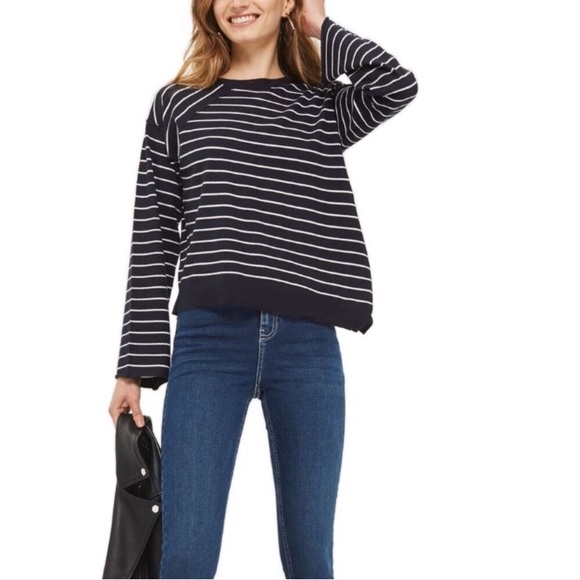Topshop | Sweaters | 525 Topshop Asymmetrical Striped Sweater | Poshmark